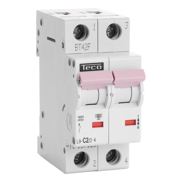 DISJONCTEUR TECO MONO 2 POLES 2A COURBE C 4.5KA